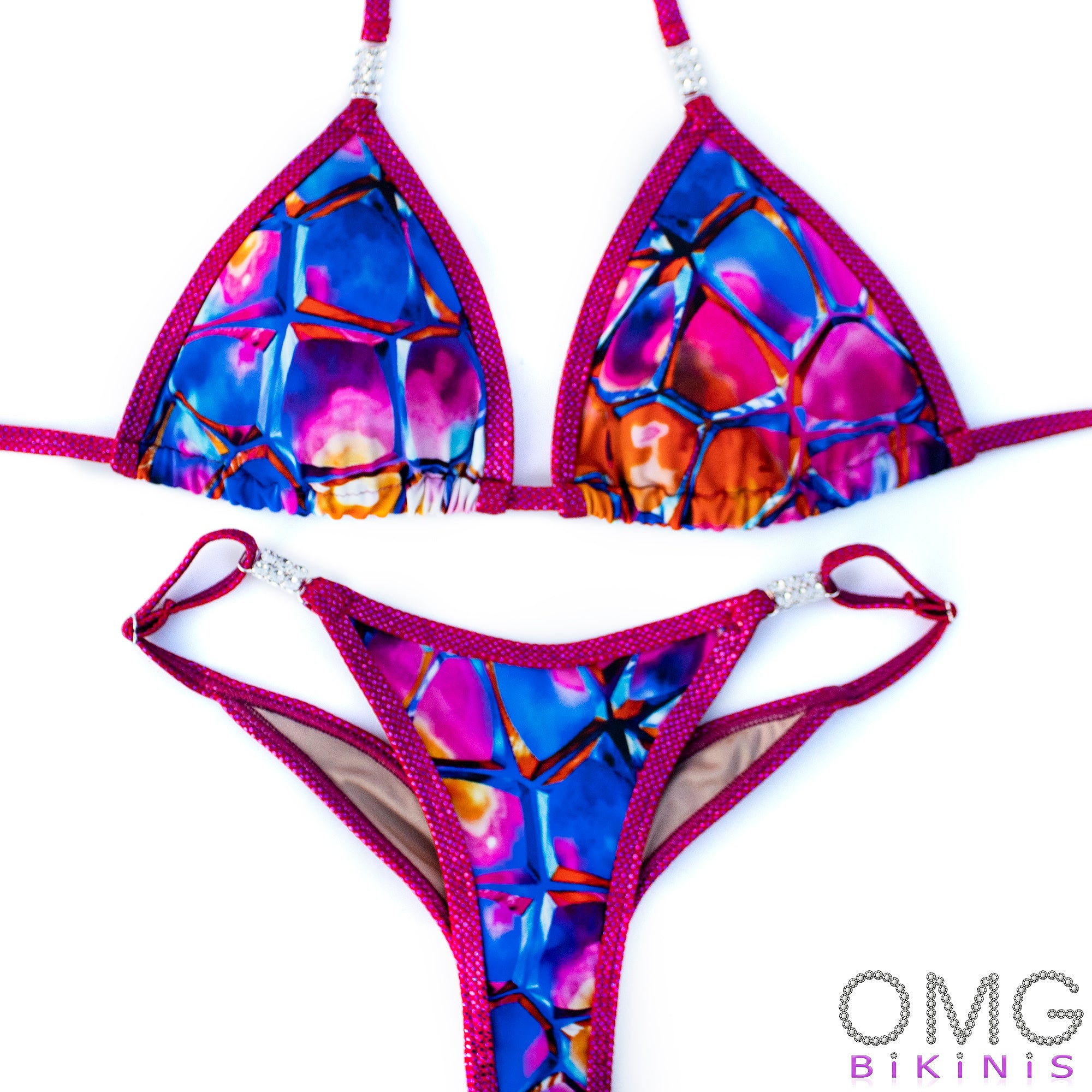 Pink Abstract Posing Suit M/S | Clearance | OMG Bikinis