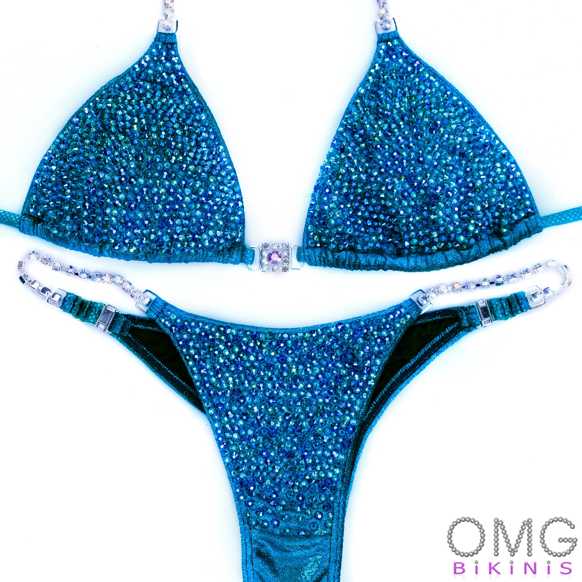 Teal Metallic Velvet Competition Suit S/S | Pre-Made Suits | OMG Bikin ...